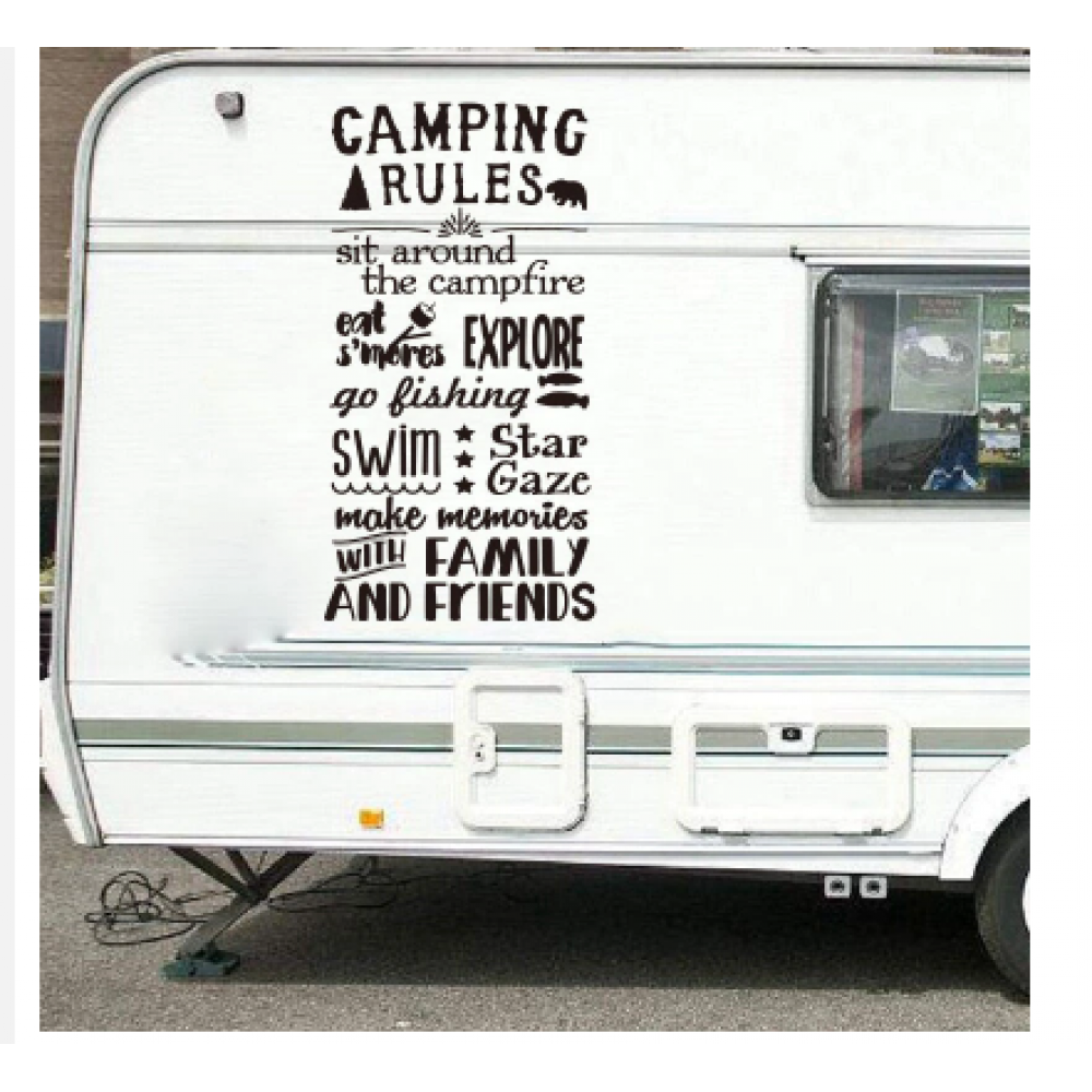 Kamp kuralları kamp römorku duvar Sticker Karavan Sticker