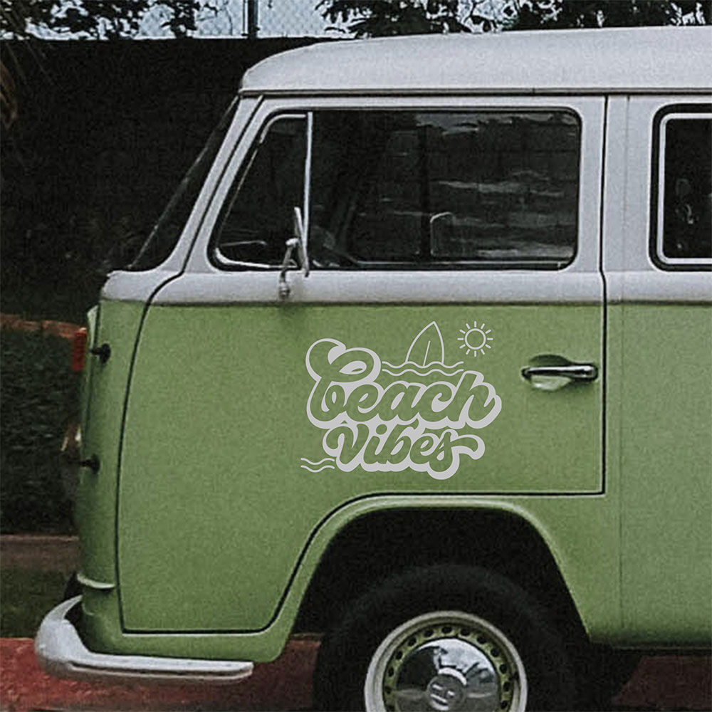 Beach Vibes Karavan Sticker - Araç Sticker Yapıştırma