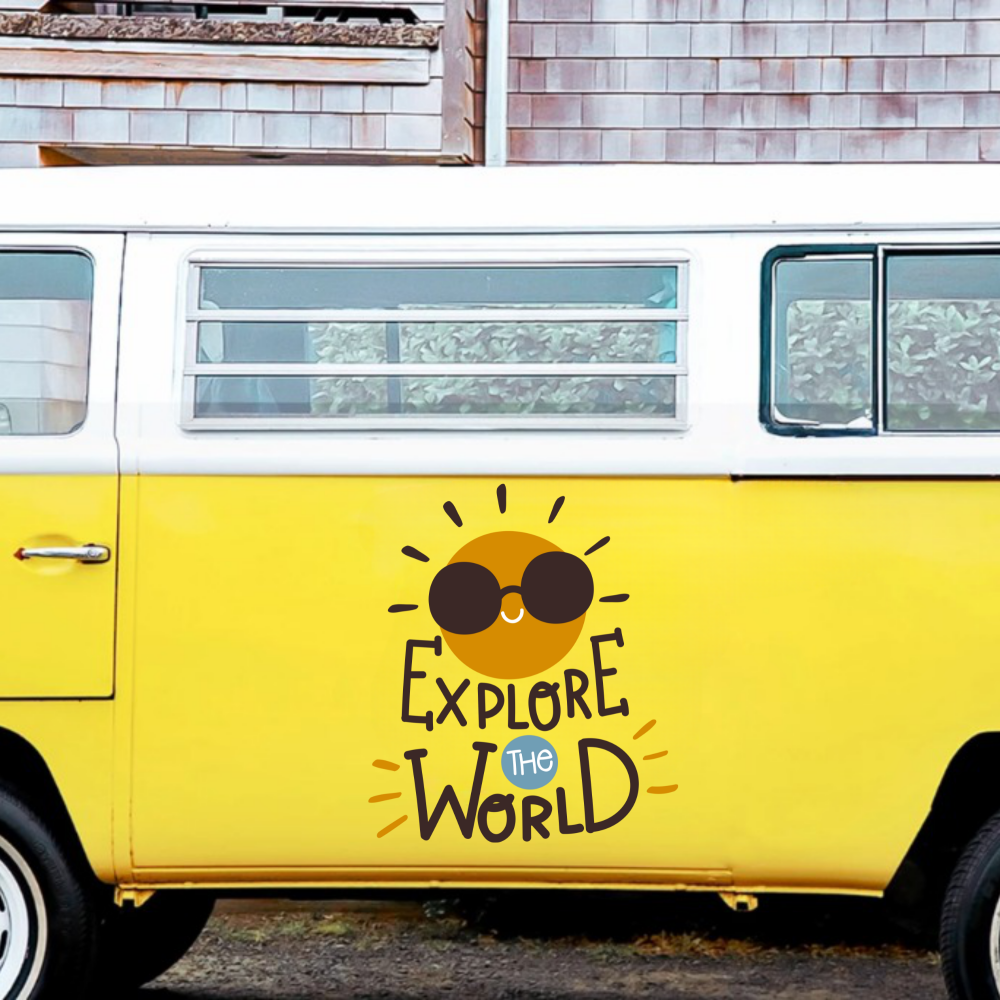 Explore The World Karavan Sticker - Araç Sticker Yapıştırma
