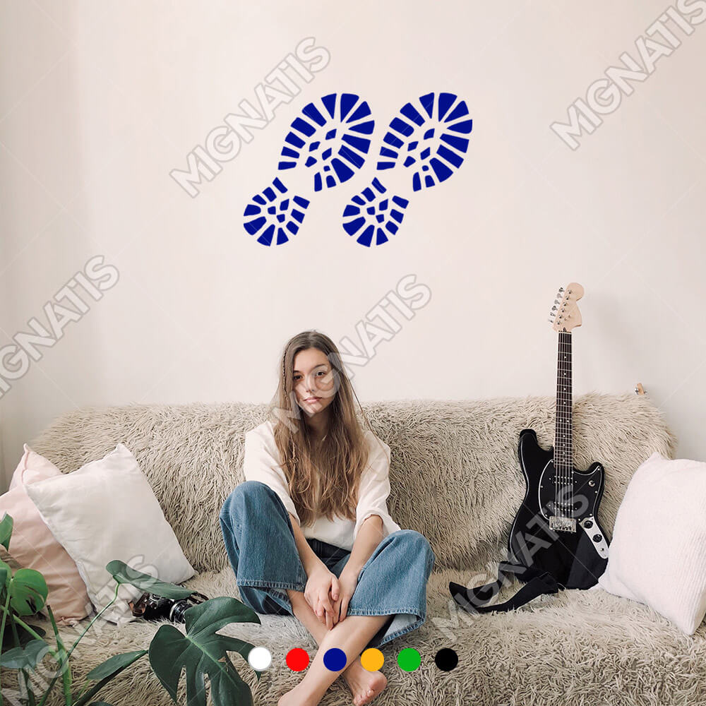 İki Çift Ayakkabı İzi Etiket Sticker Yapıştırma