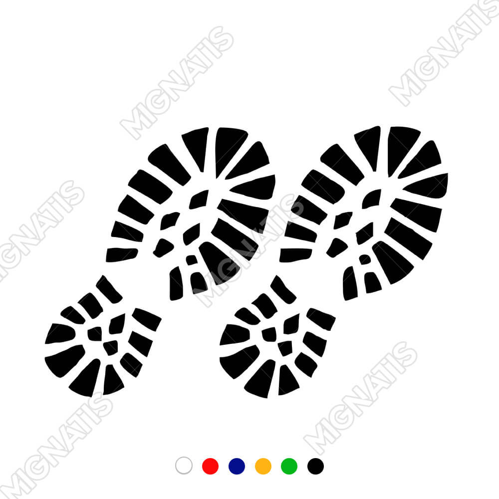 İki Çift Ayakkabı İzi Etiket Sticker Yapıştırma