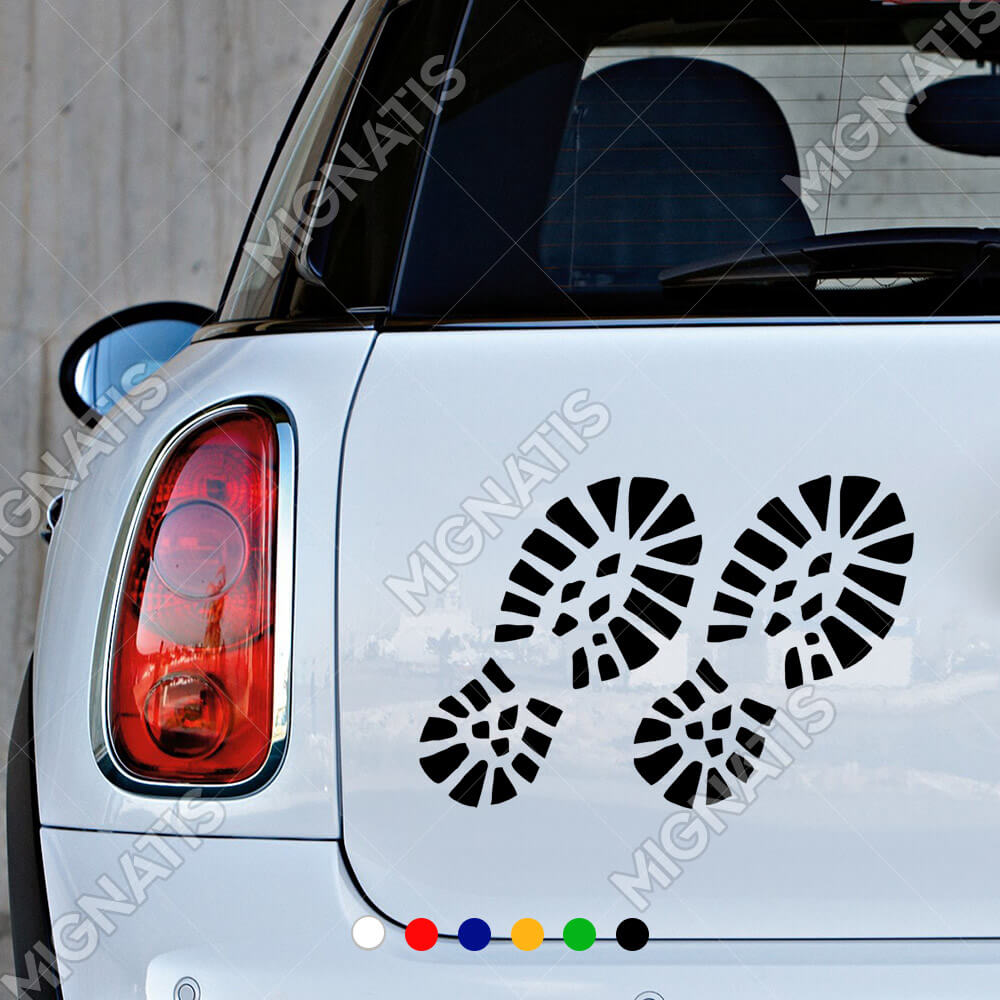 İki Çift Ayakkabı İzi Etiket Sticker Yapıştırma